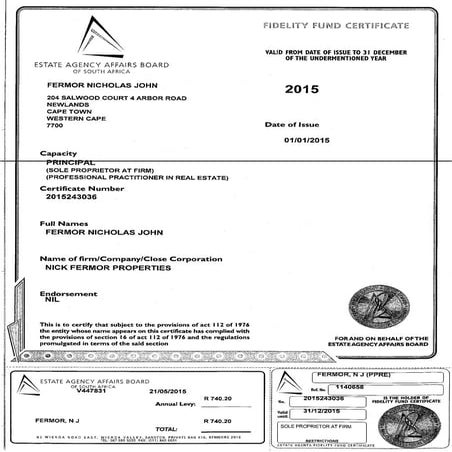 Principal Fidelity Fund Certificate Nicholas John Fermor | PDF