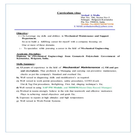 Arshad CV O | DOCX