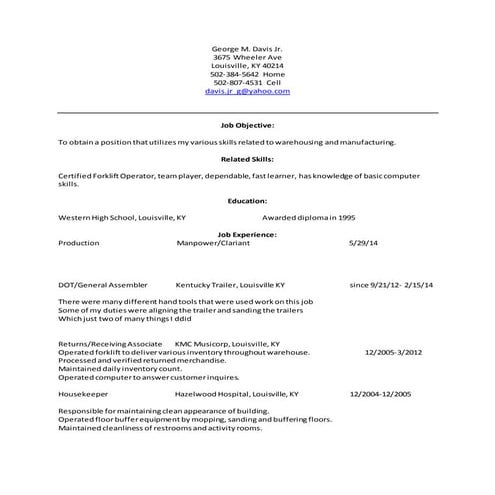 George Davis Resume 1 | DOCX