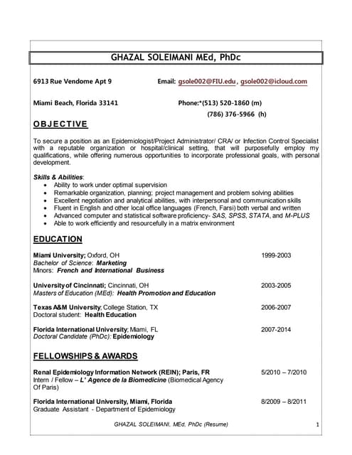 Resume for grad | DOCX | Hobbies & Interests