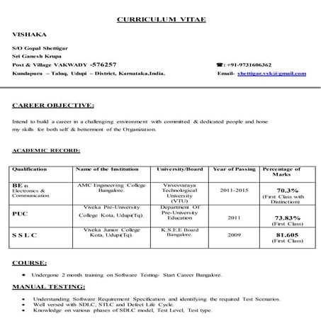 Vishak new resume | DOCX