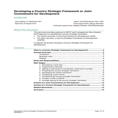 Developing a Country Strategic Framework for Development Guideline | PDF