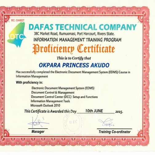 DOCUMENT CONTROL CERT | PDF