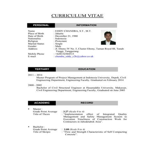 CV EDDY CHANDRA | PDF