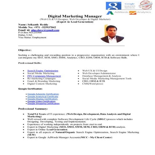 Srikanth Reddy | DOCX | Web Development | Internet