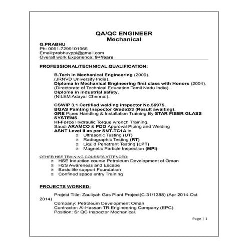 CV QC | PDF