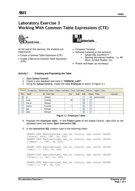 04 Laboratory Exercise 1 Pdf Databases Computer Software And Applications