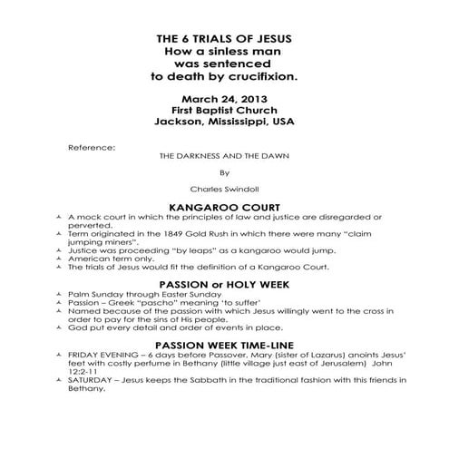 03 March 24, 2013, The 6 Trials Of Jesus | PDF