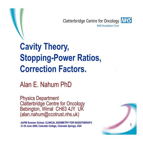 Cavity theory-Radiation physics | PPTX