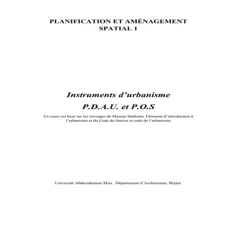 Cours les instument d'urbanisme PDAU POS | PDF