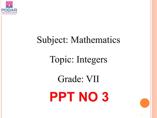 INTEGERS AND THE NUMBER LINE. (MATH)pptx | PPTX | Internet for ...
