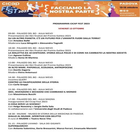 Programma CICAP Fest 2023 | PDF