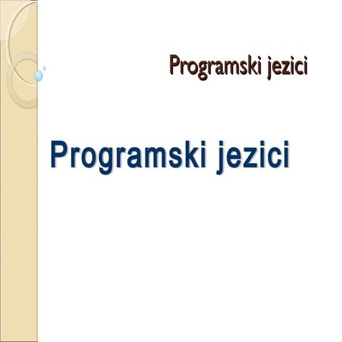 Programski jezici | PPT