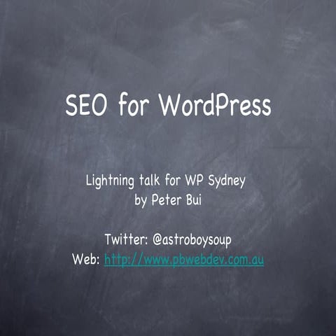 WordPress Search Engine Optimisation | PPT