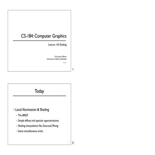 03 Shading | PDF | 3-D Graphics | Computer Software and Applications