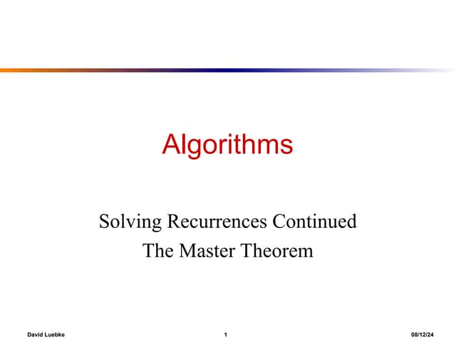 Solving Recurrence slides with images.ppt Solving Recurrence slides with images.ppt