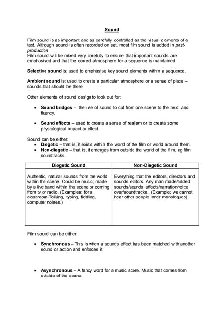 Media Language Lesson 5 - audio codes | PPTX | Musicals | Genres