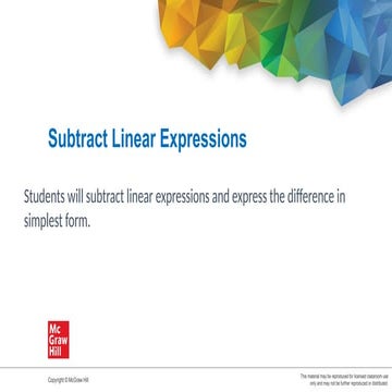 (7) Lesson 5.7 - Subtract Linear Expressions | PPTX