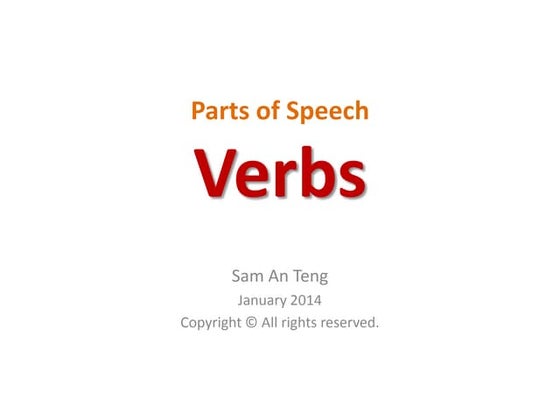 Presentation On Verbs | PPT