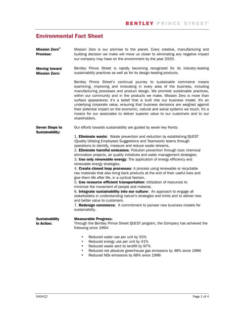 Bentley Prince Street, Inc. presentations