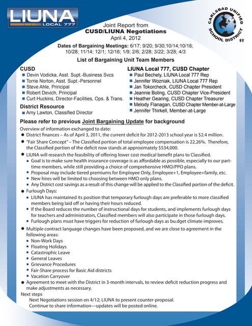 Negotiations Update: LIUNA | PDF