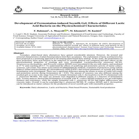 Development of Fermentation-induced Soymilk Gel: Effects of Different Lactic Acid Bacteria on ...
