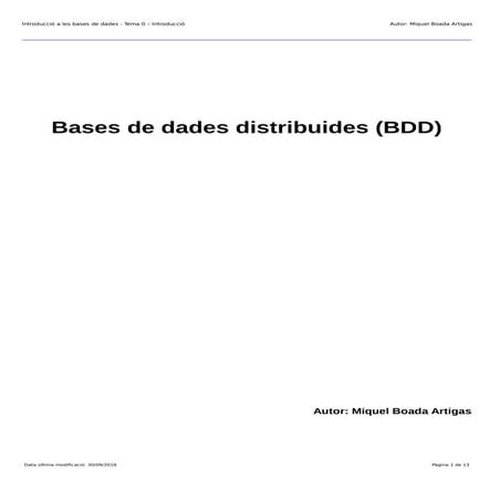 Introducció bases de dades distribuides | PDF