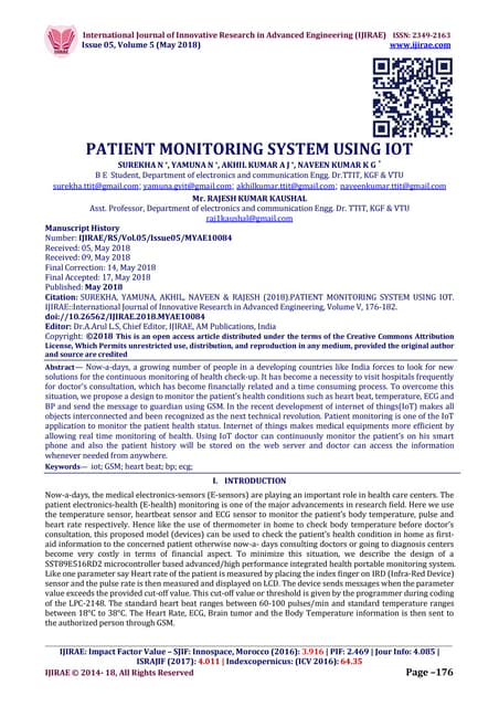 Patient Health Monitoring System Using Arduino And Esp8266 Ppt 6682