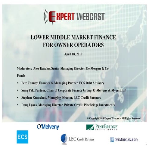 Expert Webcast: Lower Middle Market Finance for Owner Operators | PDF