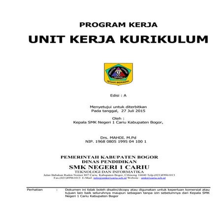 04. program kerja kurikulum | PDF