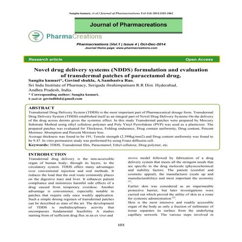 Novel drug delivery systems (NDDS) formulation and evaluation of ...