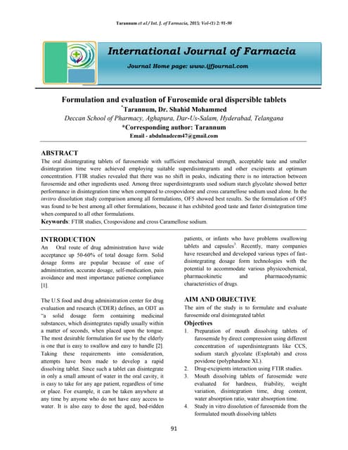 Preparation and Evaluation of Aspirin tablets | DOCX