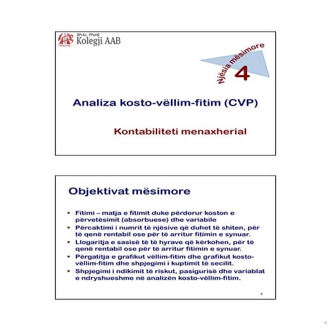 04 analiza kosto vëllim-fitim (cvp) ppt(2) | PDF