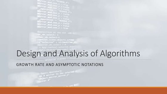 DESIGN AND ANALYSIS OF ALGORITHMS | PPT