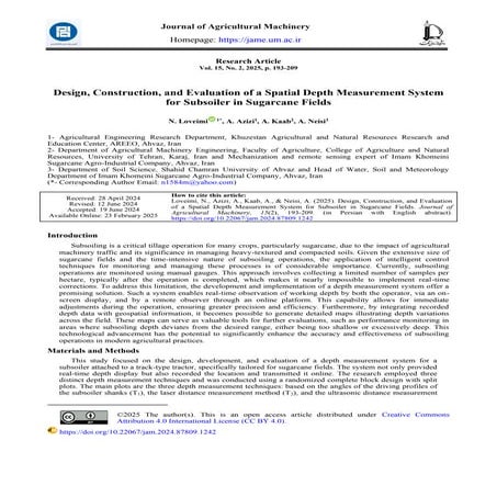 Design, Construction, and Evaluation of a Spatial Depth Measurement System for Subsoiler in ...