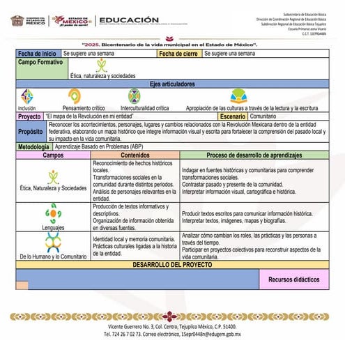 Proyecto Educativo: El Mapa de la Revolución Mexicana en Tejupilco | DOCX