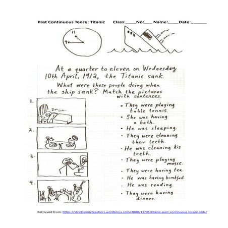 04 2 titanic sank past continuous tense past simple | PDF