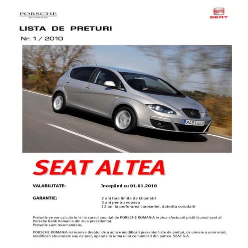Altea-Lista preturi 2010 | PDF