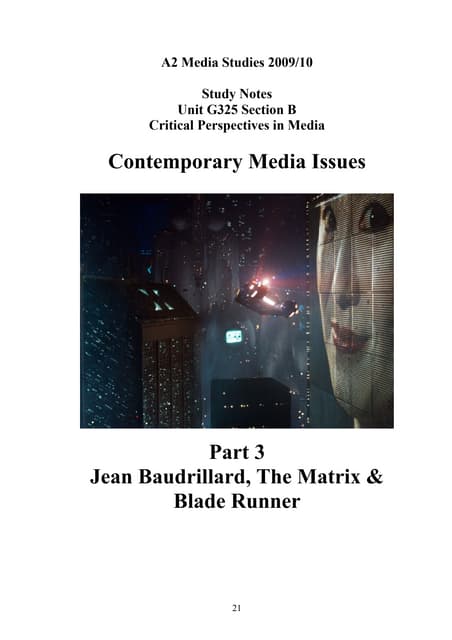Analysis of baudrillard, simulacrum and simulation | PPT