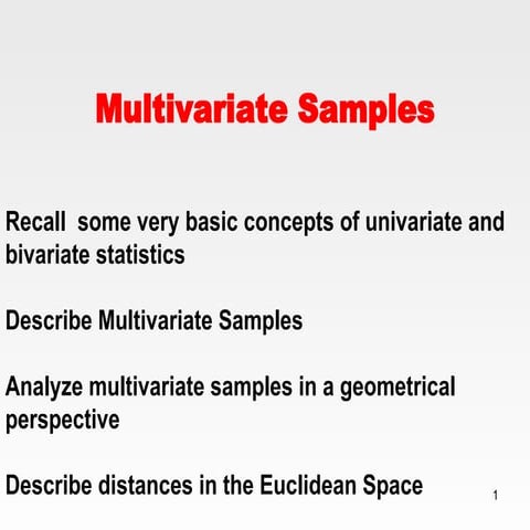 8323 Stats - Lesson 1 - 04 Multivariate Vectors And Samples 2008 | PPT