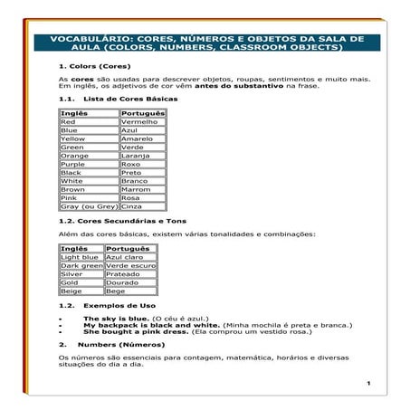 04-----Vocabulário--cores,--números--e--objetos--da--sala--de--aula ...
