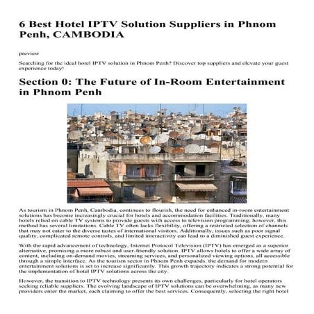 6 Best Hotel IPTV Solution Suppliers in Phnom Penh, CAMBODIA | PDF