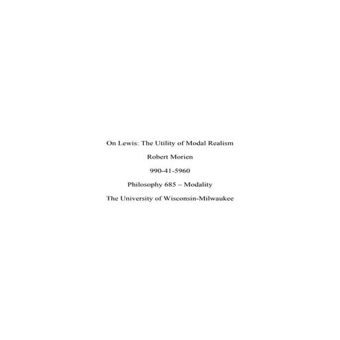 On Lewis_The Utility of Modal Realism | PDF