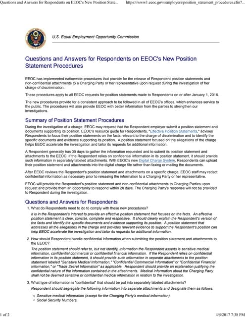 EEOC - Effective Position Statements (040517) - HIGHLIGHTED | PDF ...