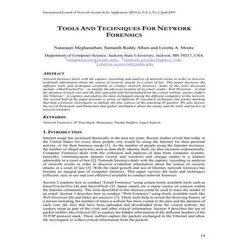 TOOLS AND TECHNIQUES FOR NETWORK FORENSICS | PDF