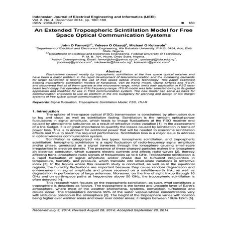 An Extended Tropospheric Scintillation Model for Free Space Optical ...