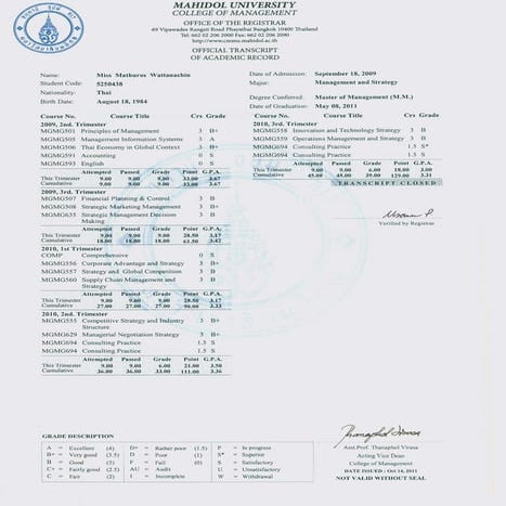 Master Transcript | PDF