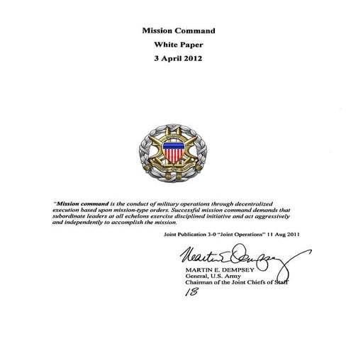 CJCS Mission Command White Paper 2012 | PDF