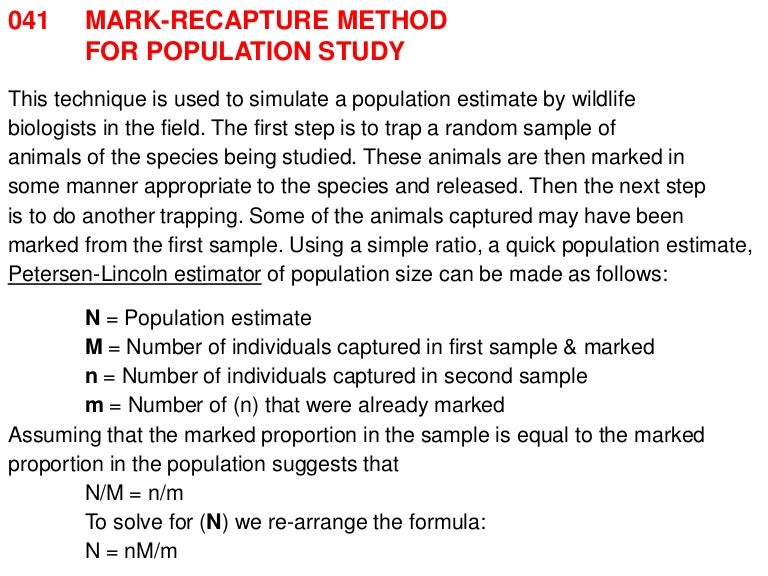 041 mark recapture method for population study