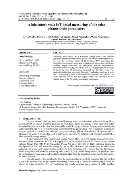 Internet of things based smart photovoltaic panel monitoring system | PDF